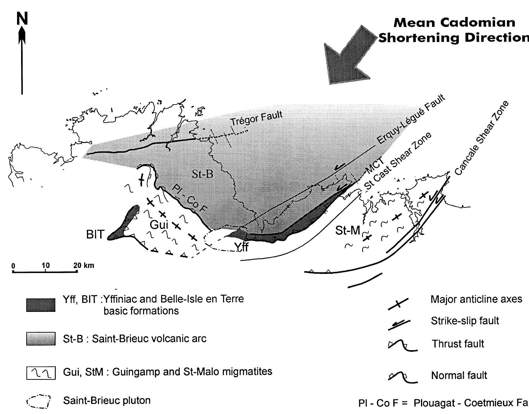 Simplified tectonic map showing the major tectonic units and