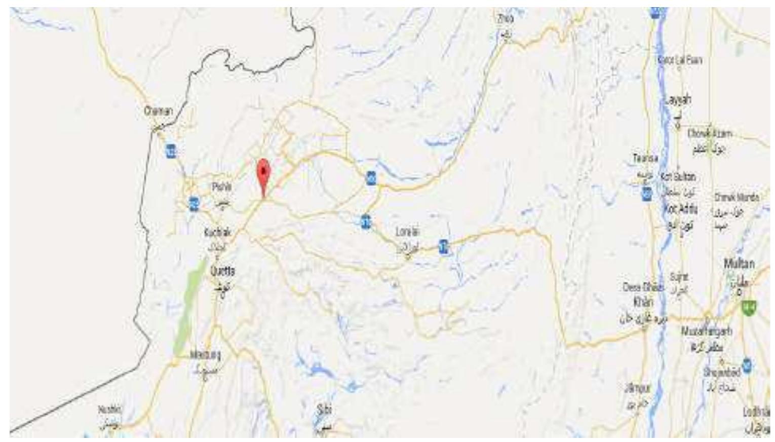 Map shows balozai dam, khanozai in district