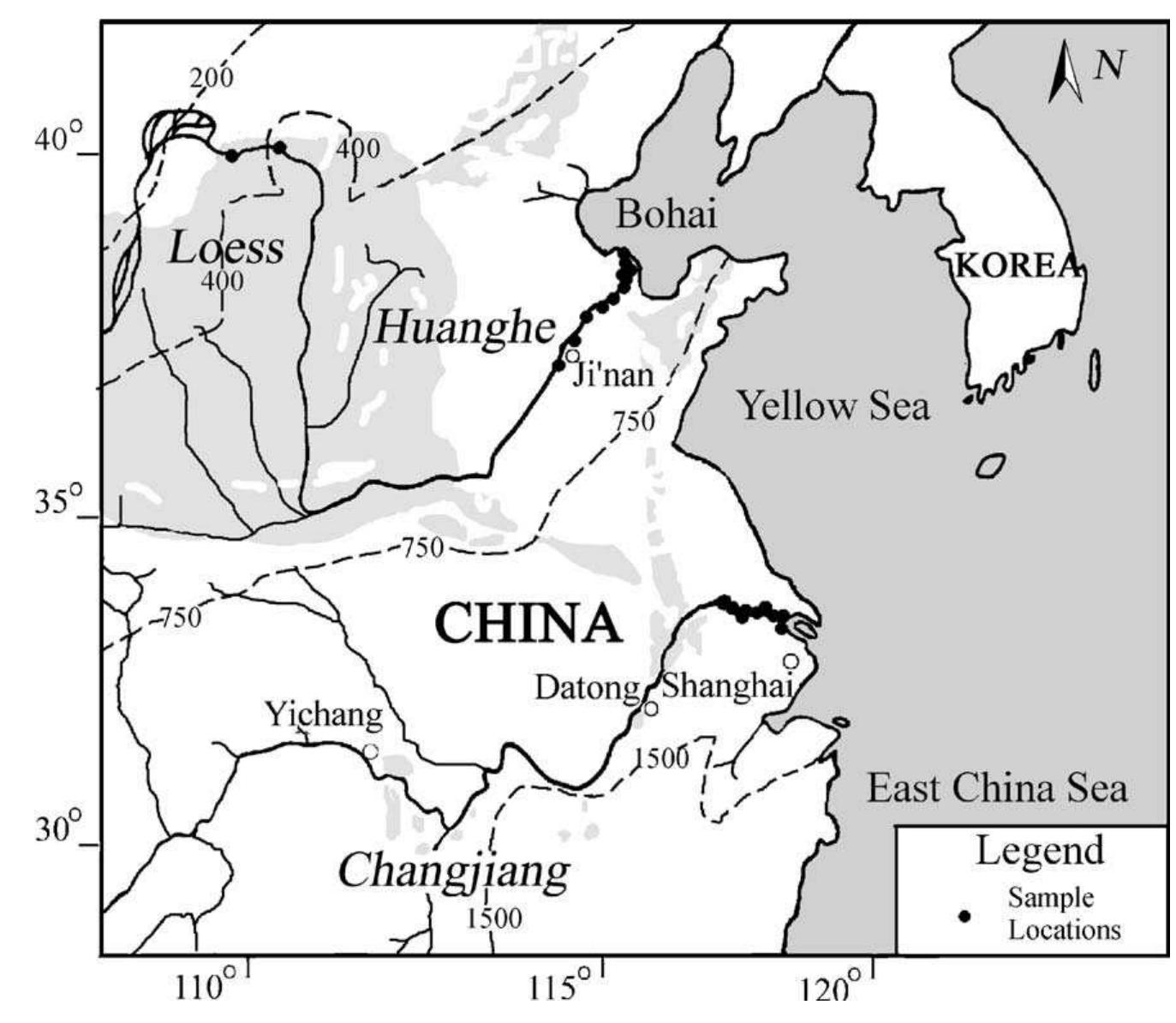 Map of the changjiang and huanghe and the sampling