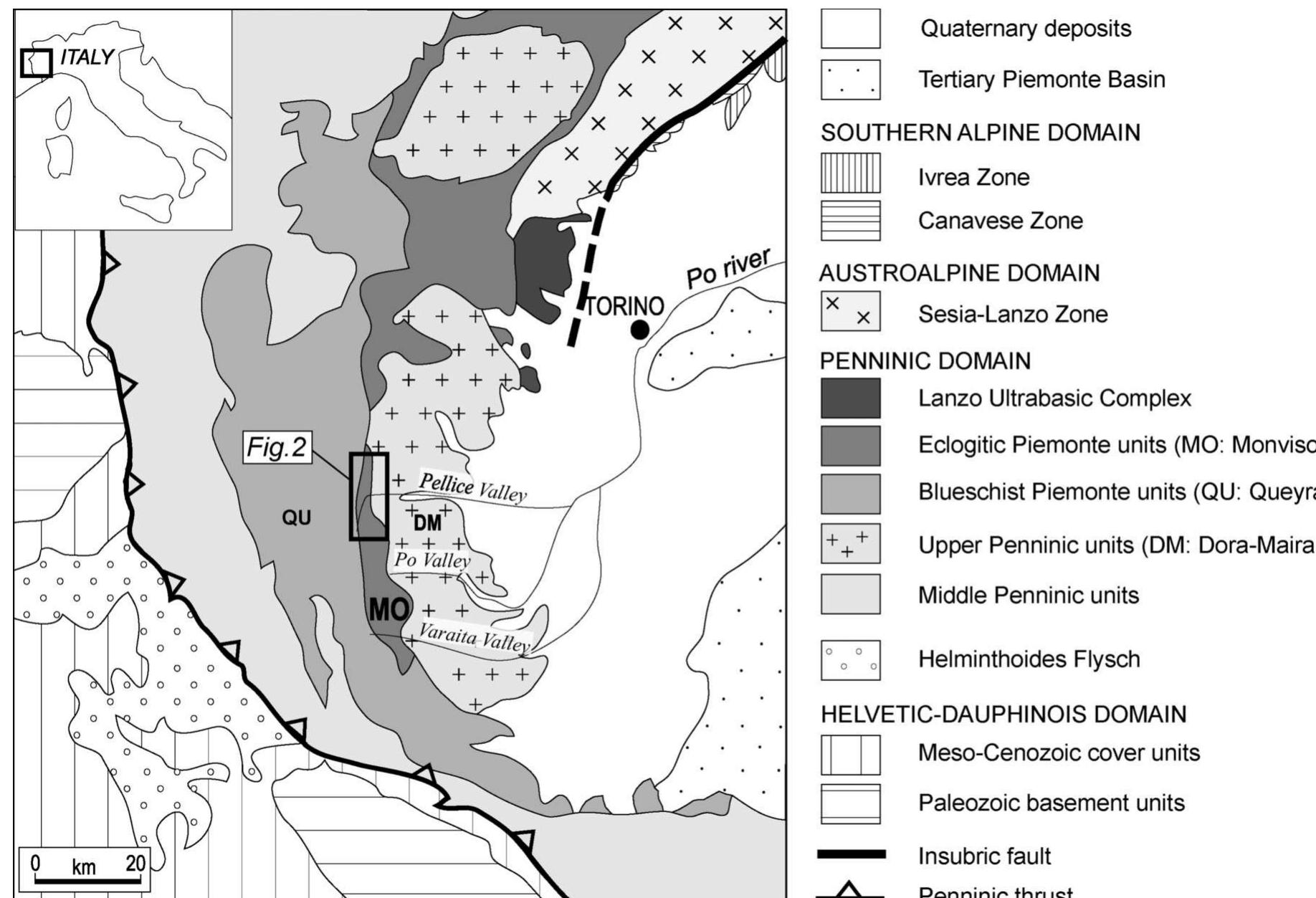 - tectonic sketch map of the western alps (the inset