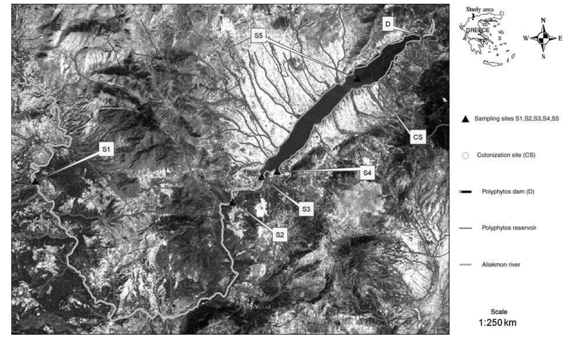 Map of the aliakmon-polyphytos river-reservoir system