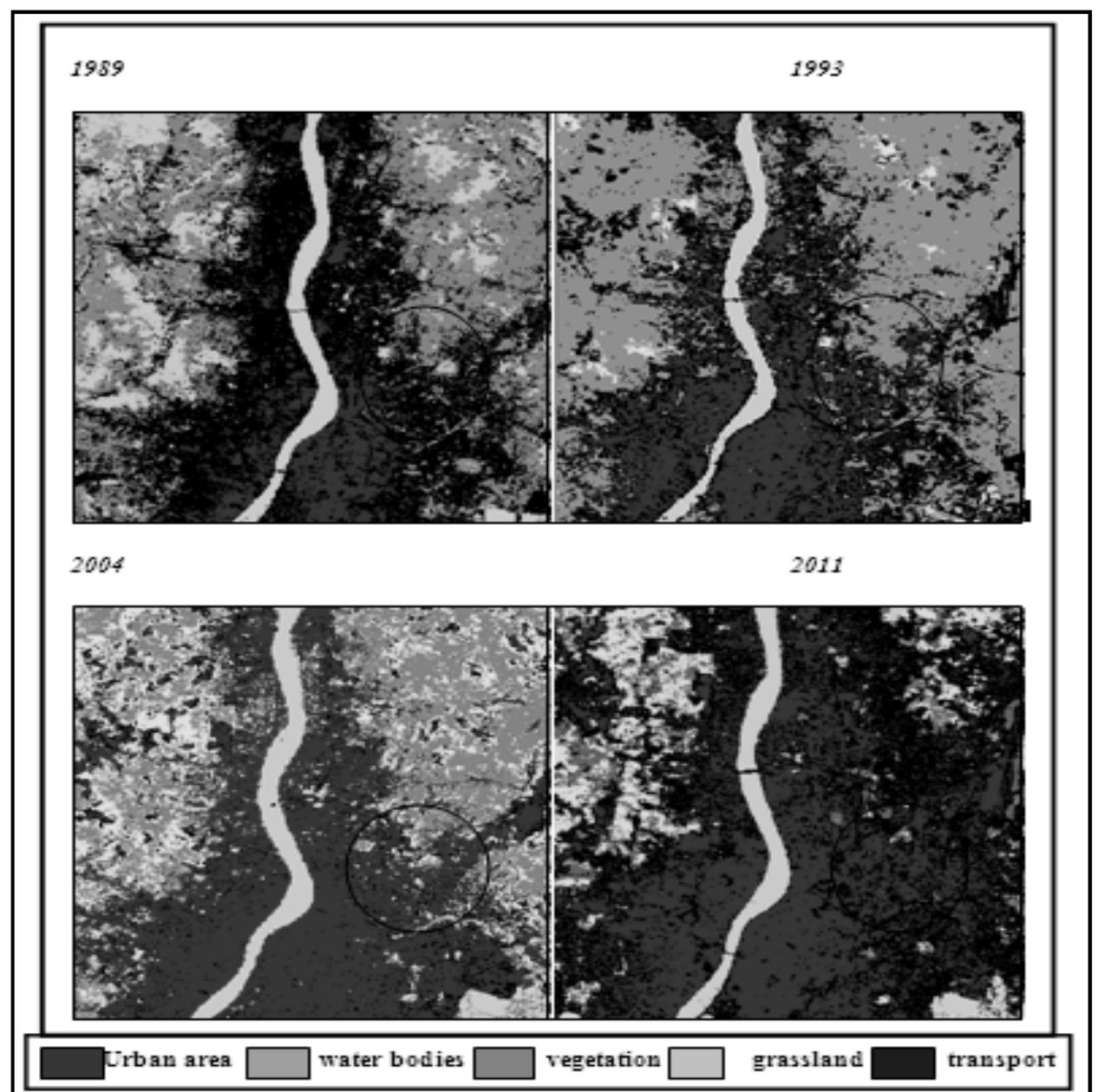 Land use/land cover map showing rapid urbanization in south