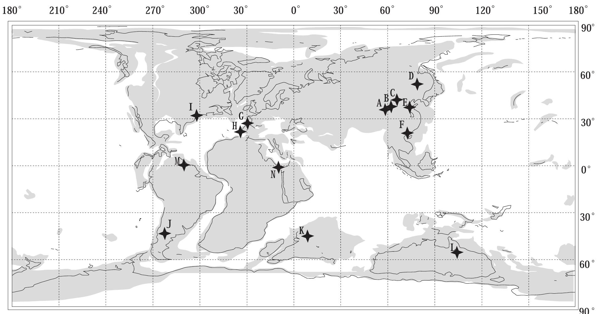 Palaeogeographical reconstruction of the earth during the