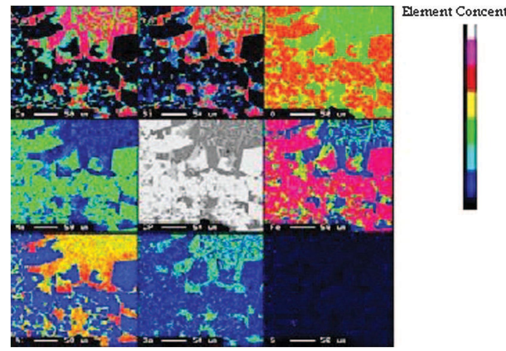 10 microstructure maps for constituent elements of sinter