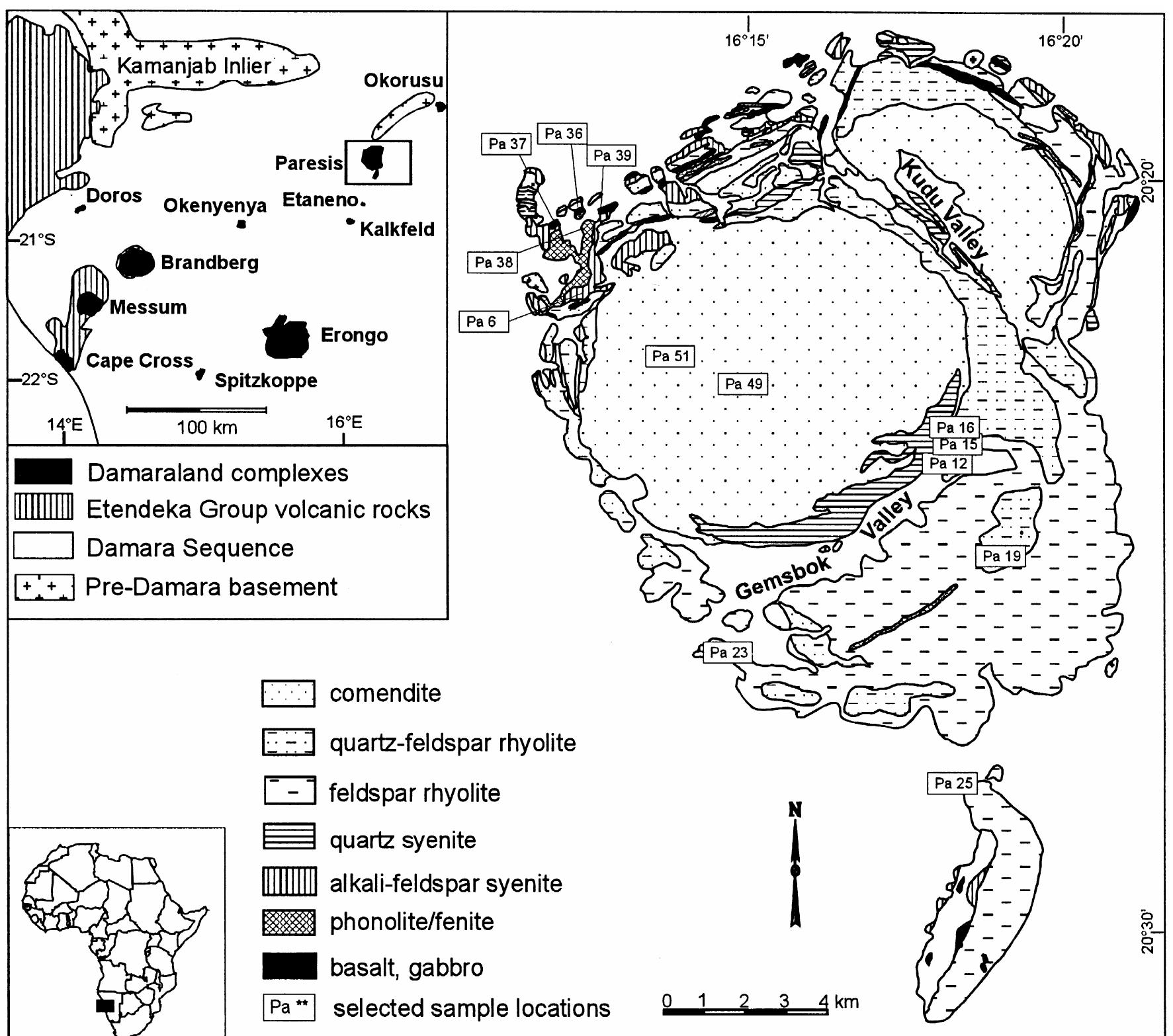 Geologic map of the paresis complex (after siedner, 1965a)