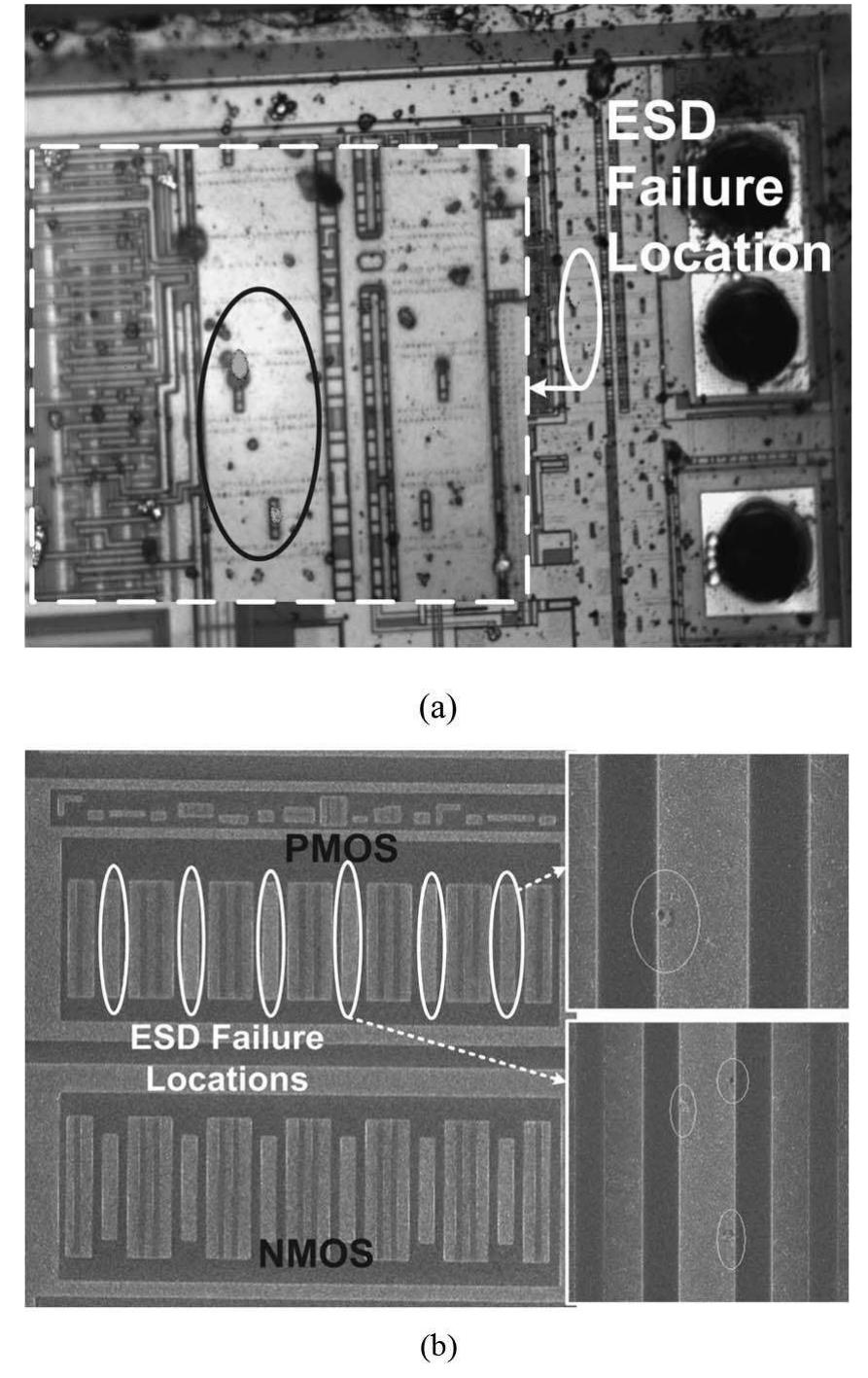 (a) emmi and (b) sem images of the fully silicided i/o