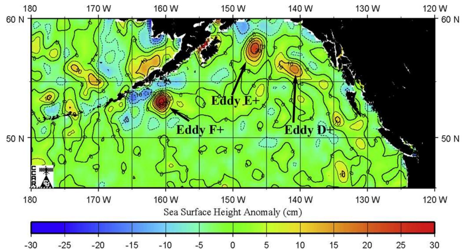 Near real-time sea surface height (ssh) anomaly map for the