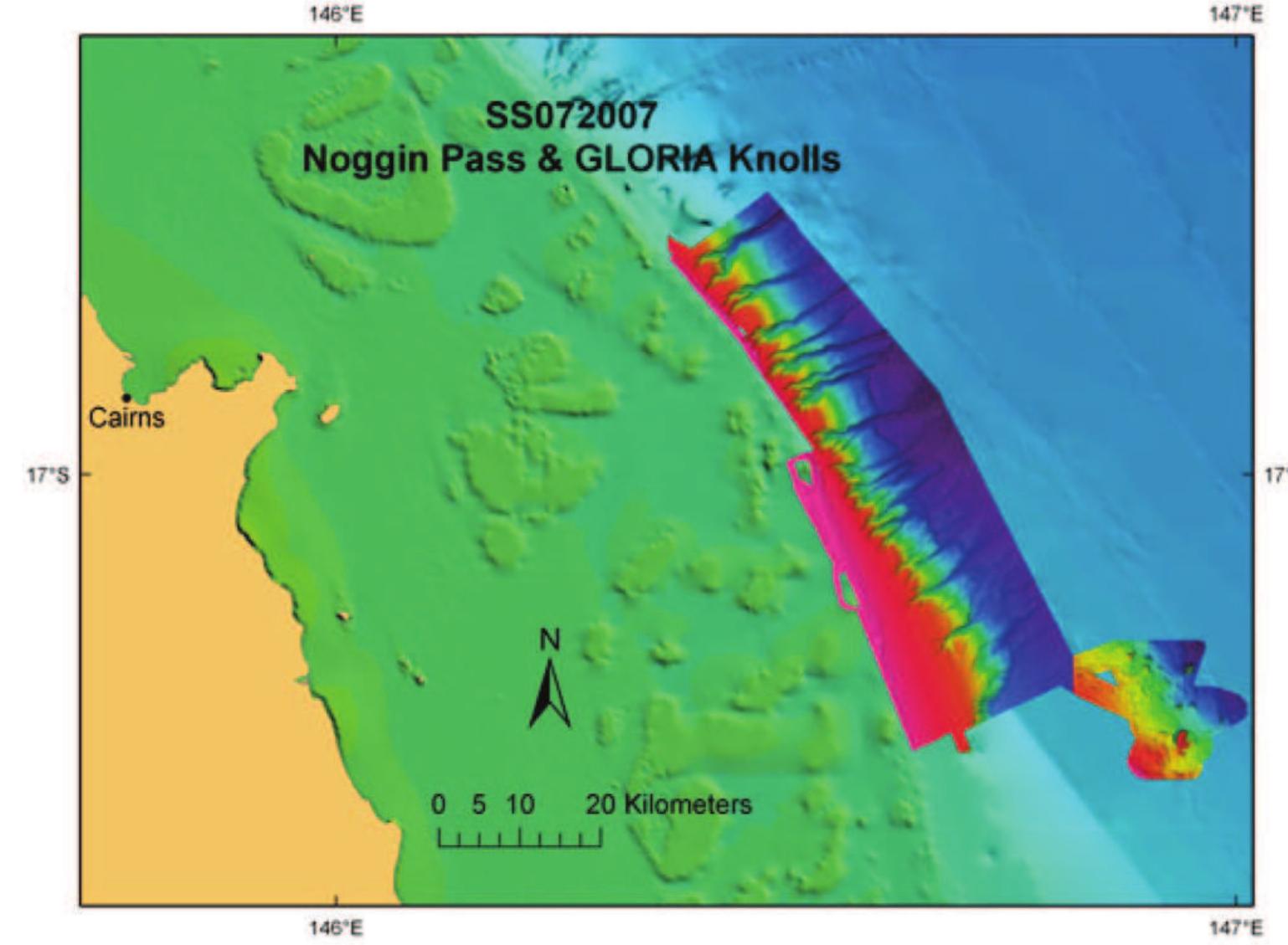 Sun-shaded relief map of the noggin pass and gloria knolls