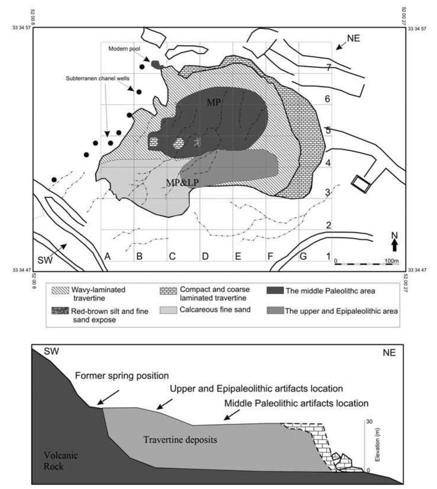 Holabad. upper map shows the plan of the travertine