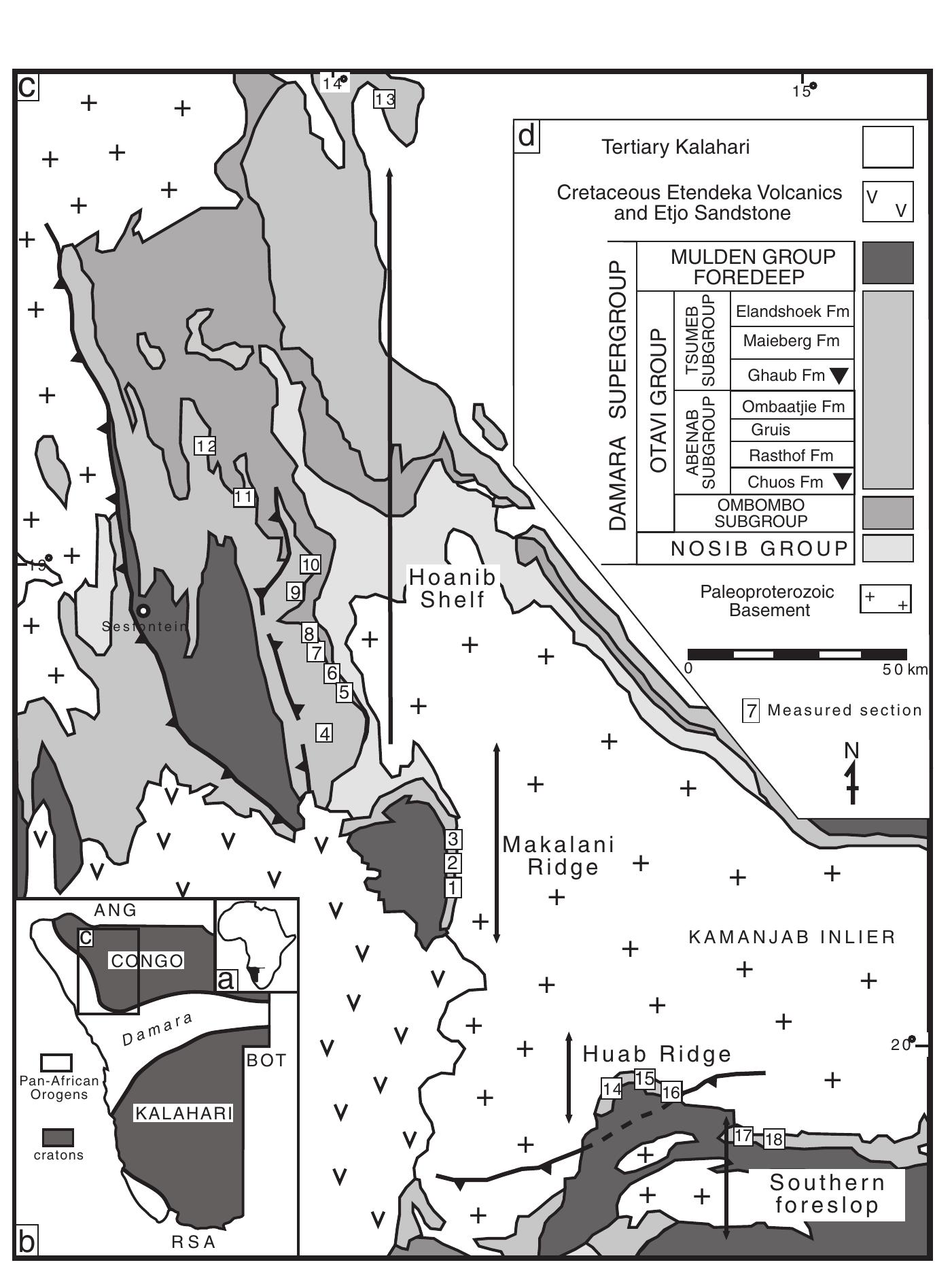 (a) map of africa showing location of namibia. (b) map of