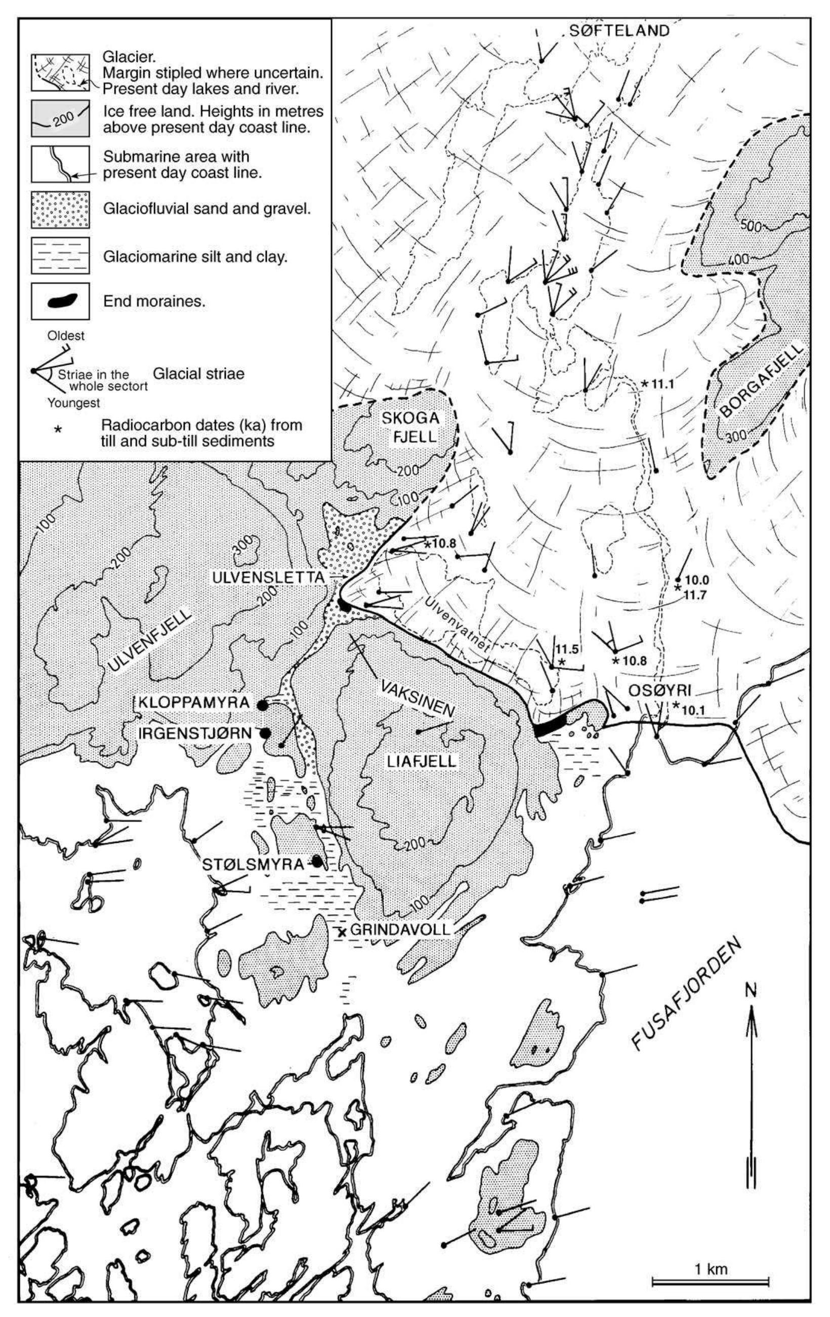 A palaeogeographic reconstruction of the ice sheet at its