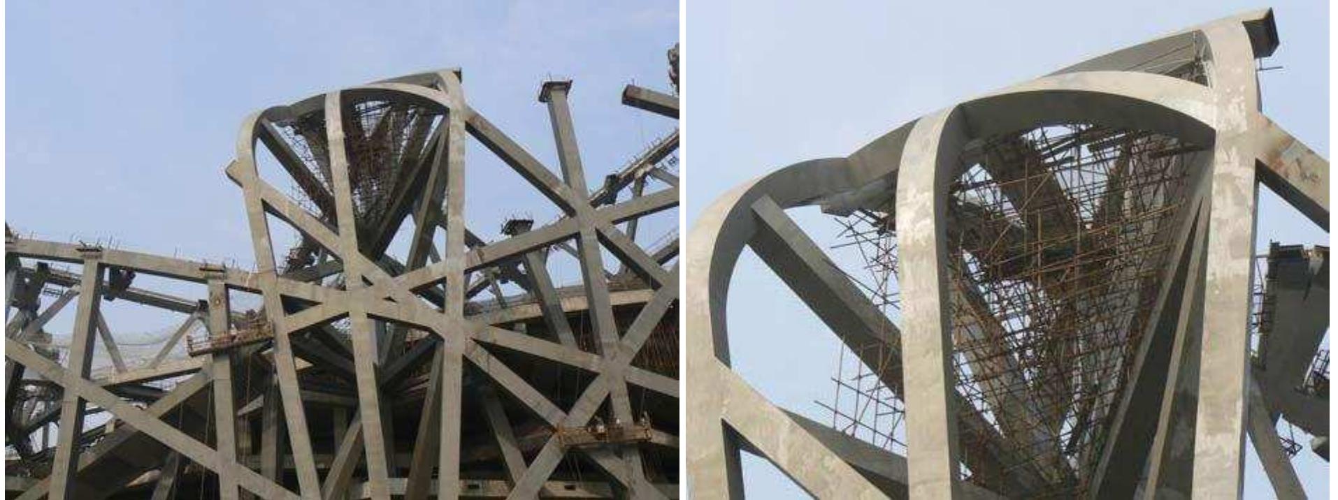 A. overview of two primary trusses and a secondary b. zoom i