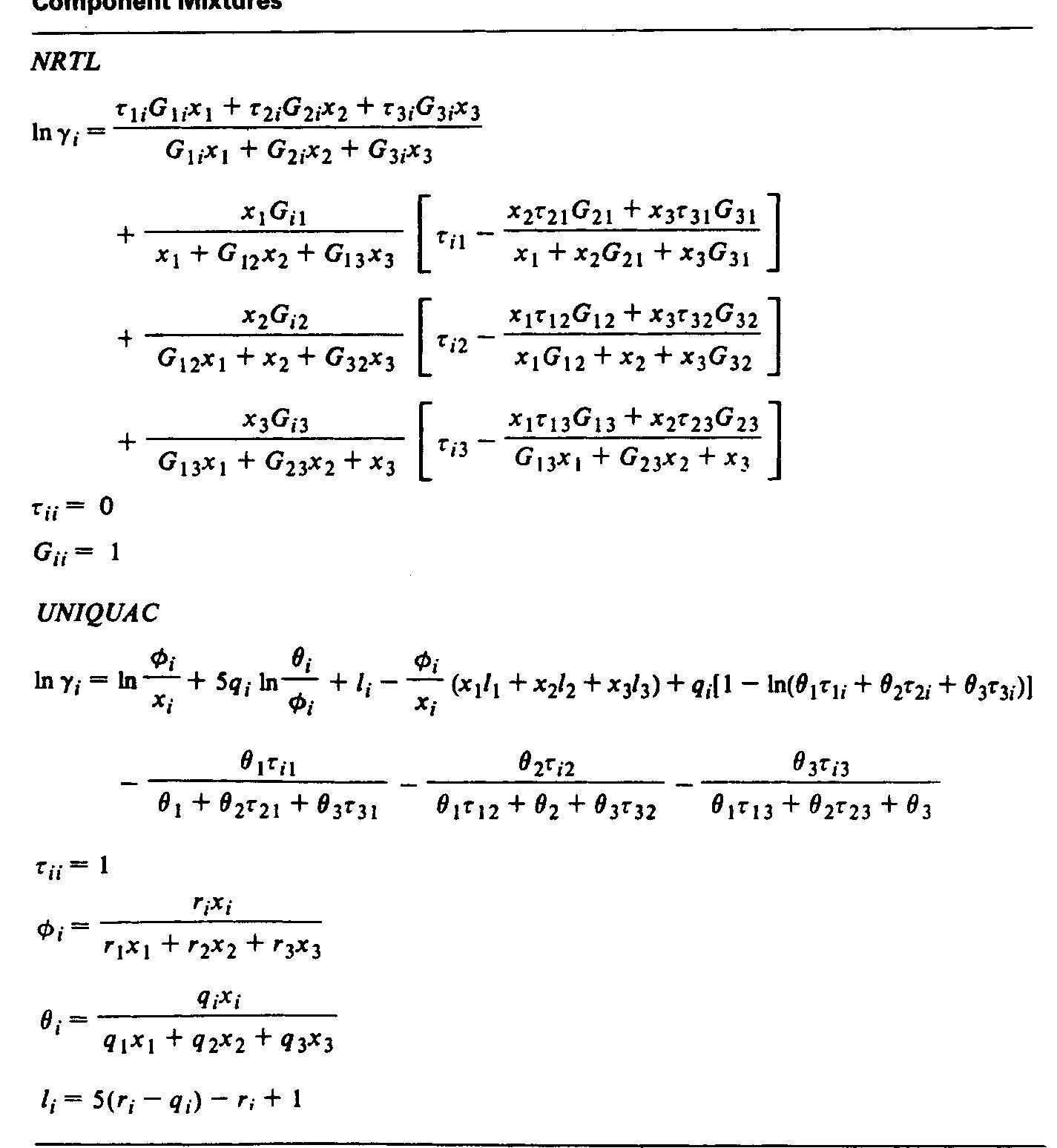 * nrtl equation: there is a pair of parameters 9, and g,;