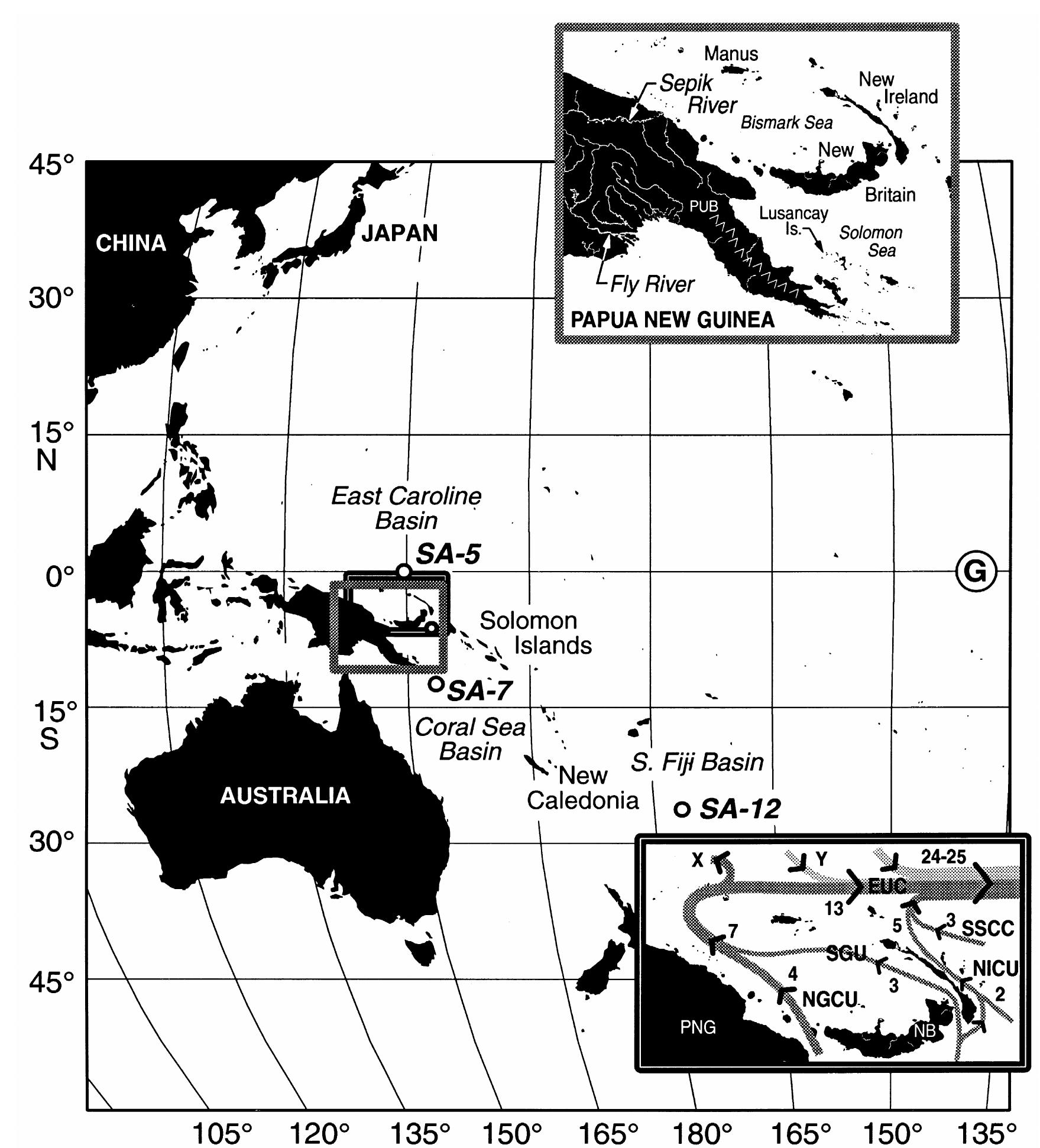 Map of the western pacific ocean showing the location of