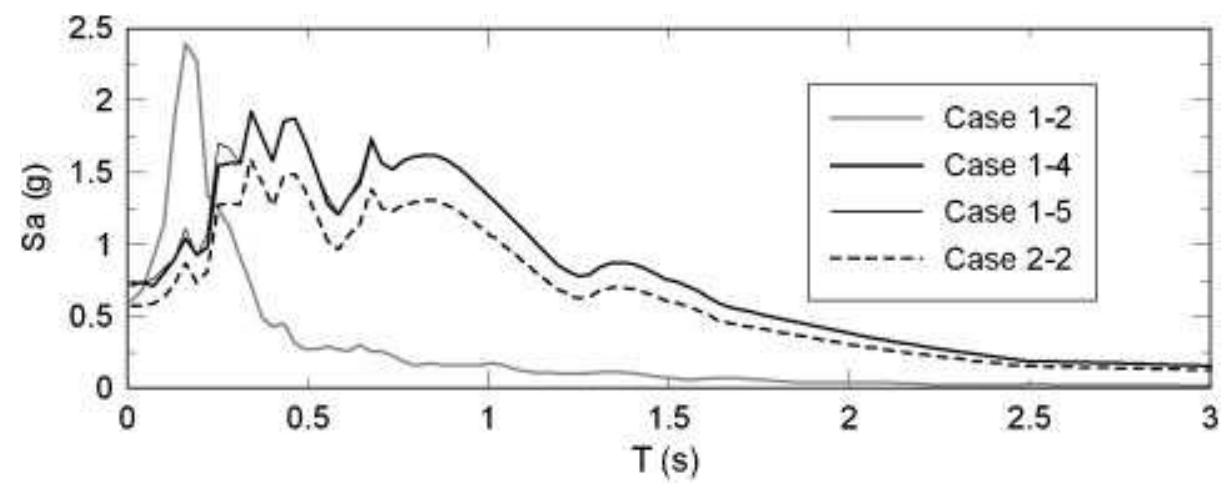 5% damped response spectra of the input accelerograms