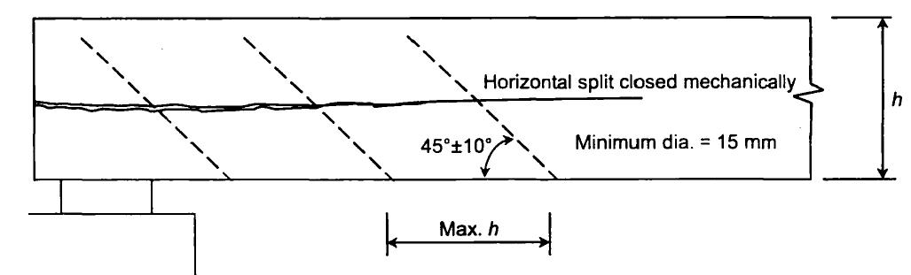 Elevation of timber beam with gfrp bars for shear
