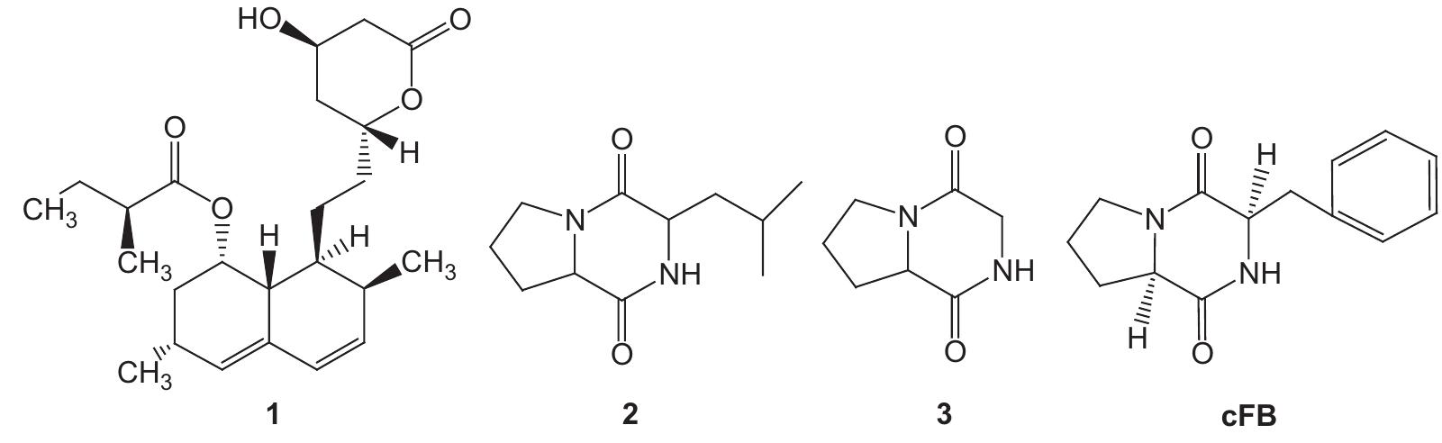 Chemical structures of known fungal molecules 1—3 and the
