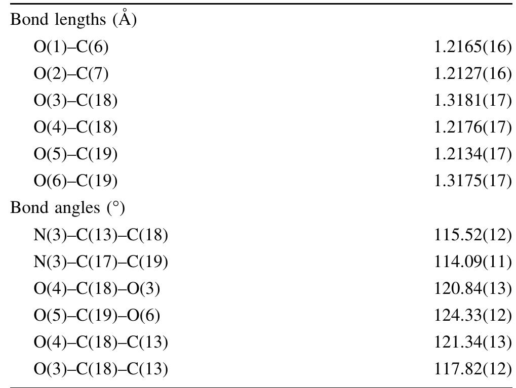 Selected bond lengths (a) and angles (°) for 1 their