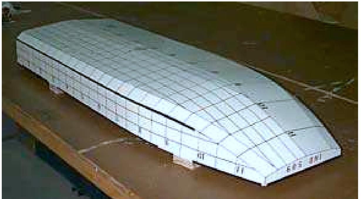 Model hull (loa = 1.475m). the hull surface, shown in figure