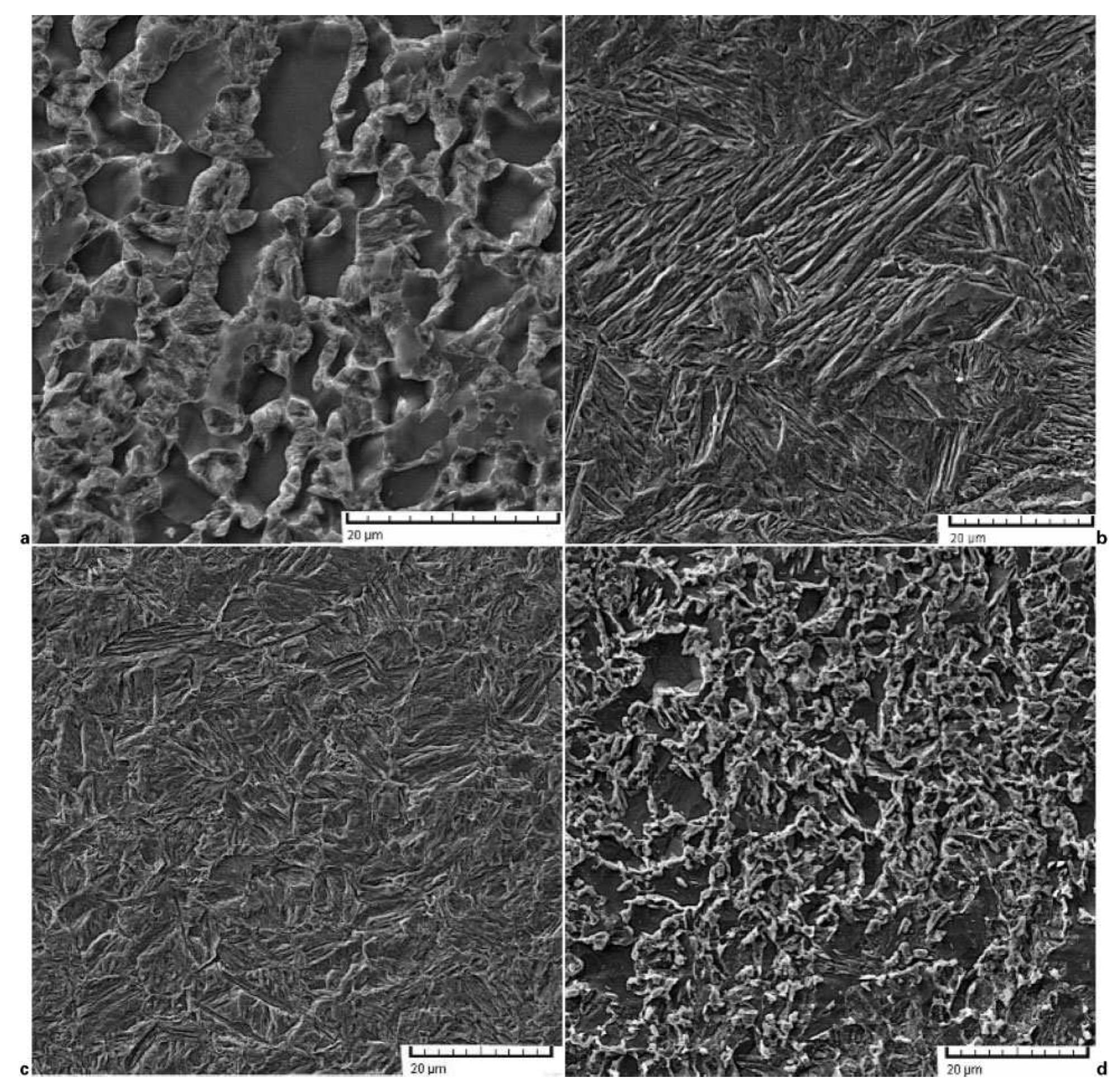 3 images (sem) showing microstructure of a bm, b fz, c