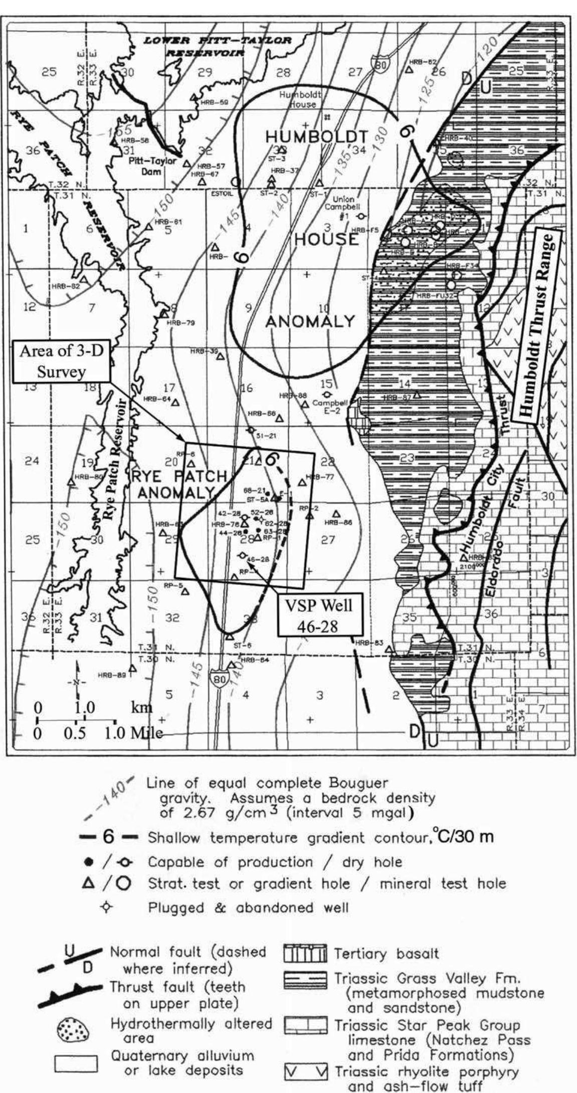 Location map of the rye patch geothermal anomaly with area