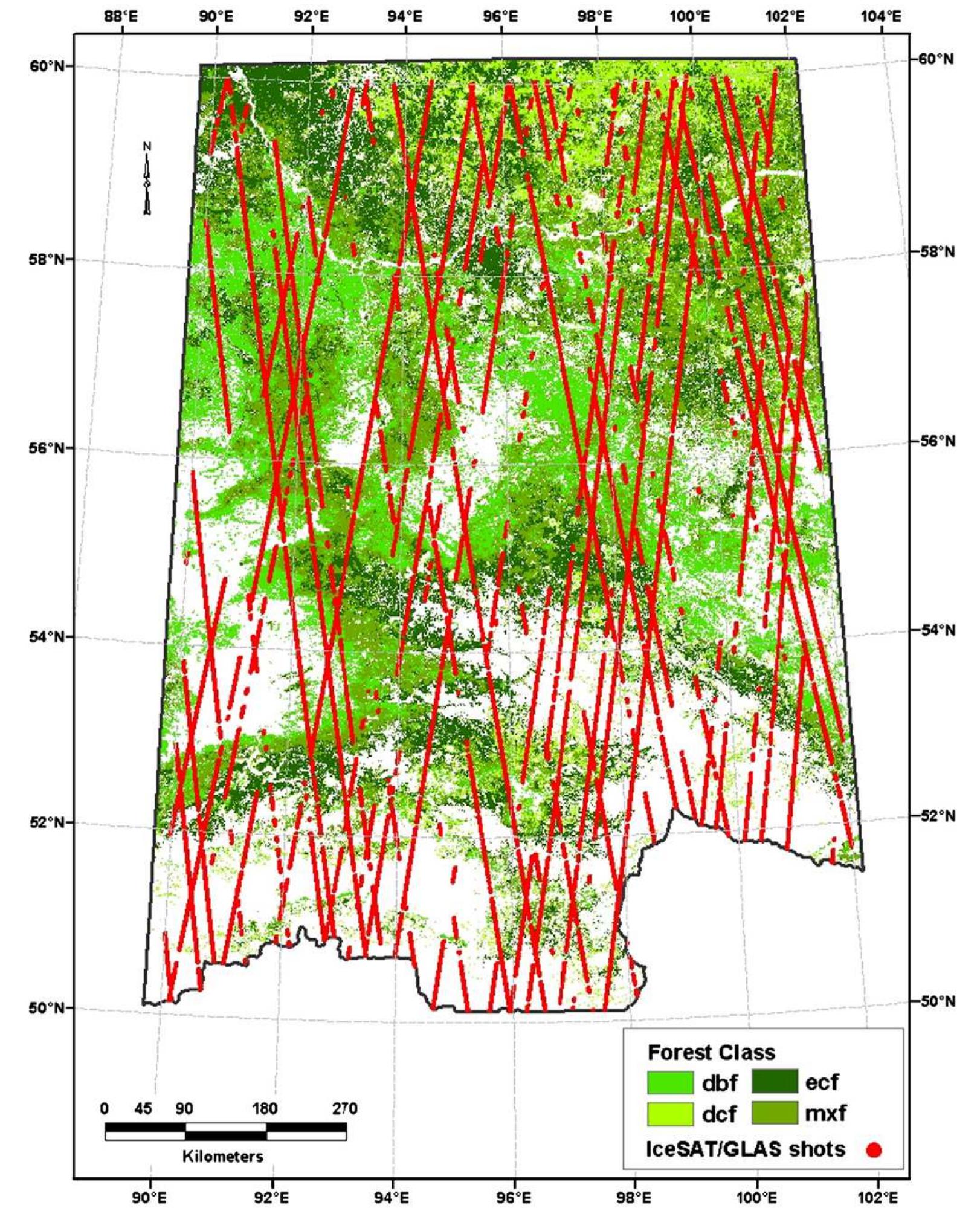 Modis 500 m forest classification map of the study area with