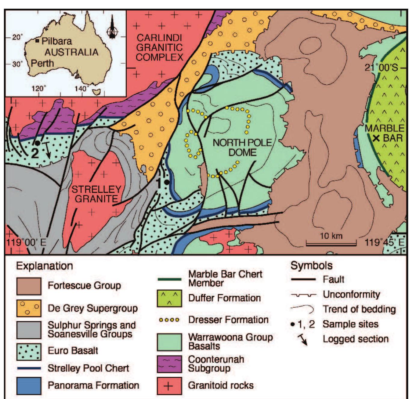 Simplified geological map of the pilbara region of western