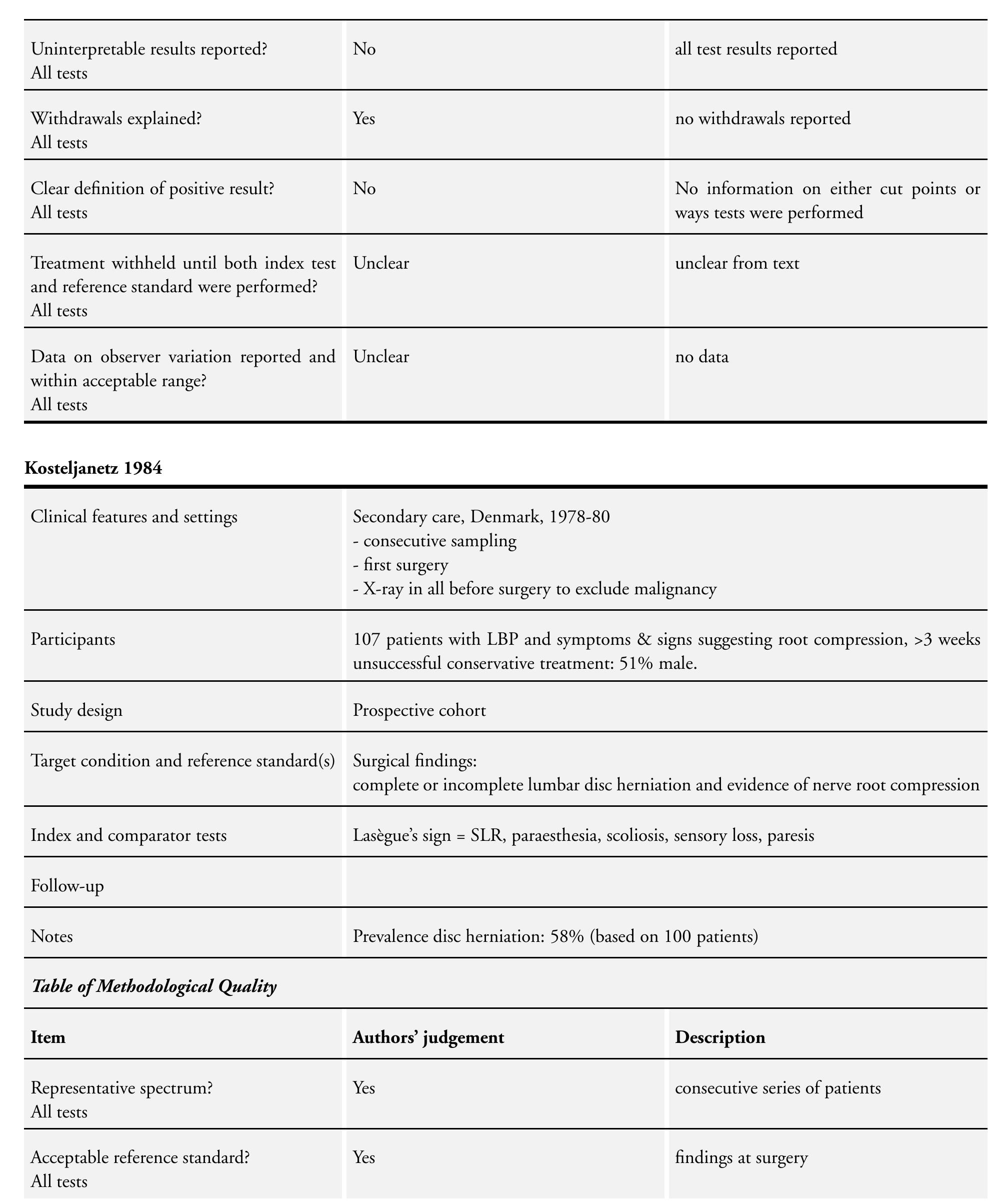 Physical examination for lumbar radiculopathy due to disc