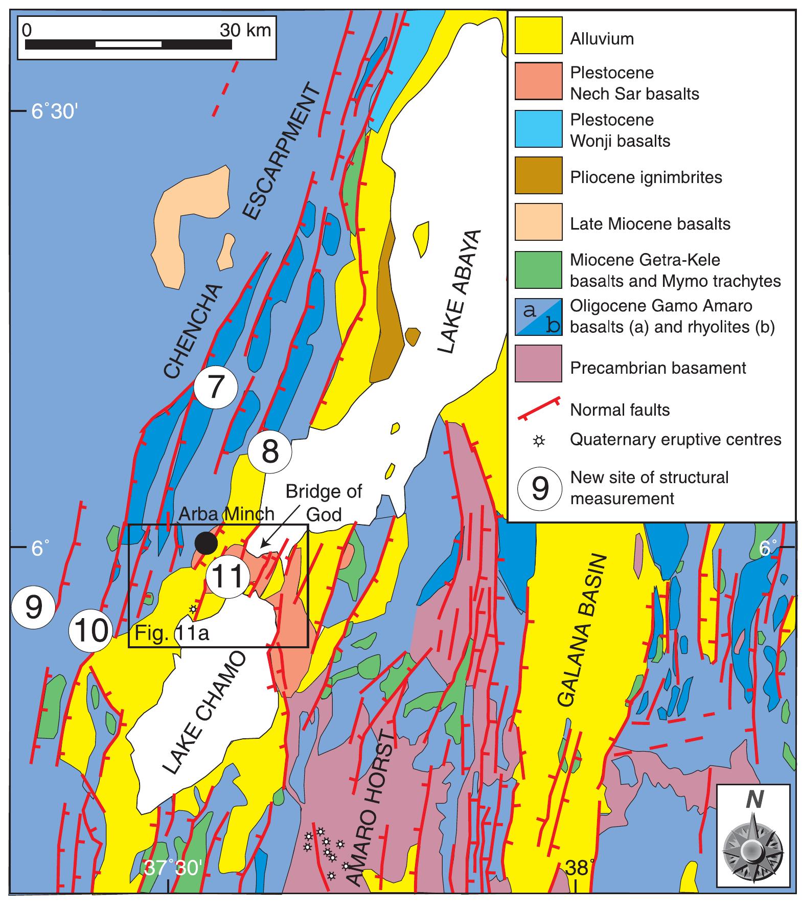 Schematic geological-structural map of the chencha