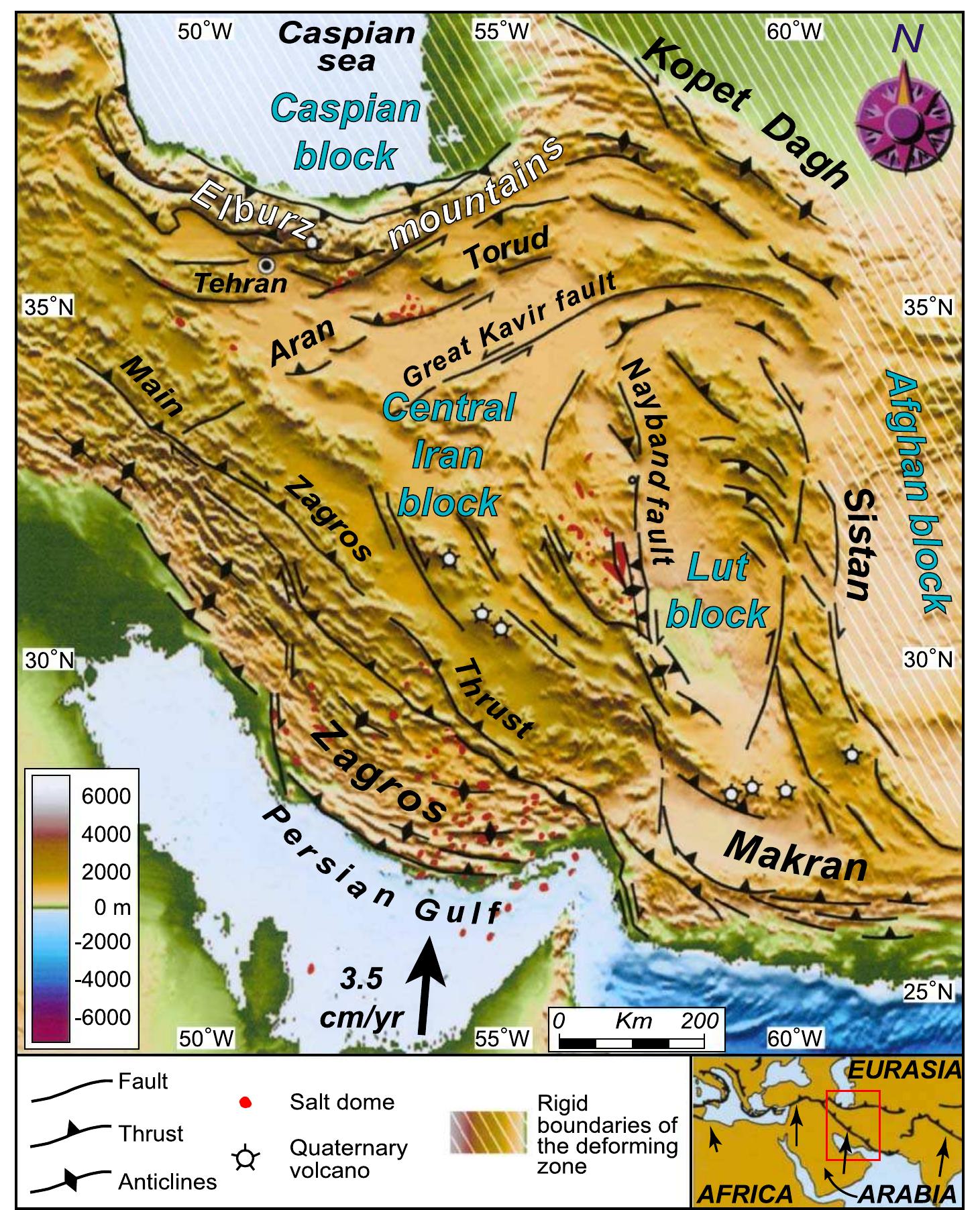 Schematic tectonic map of the iranian region (modified after