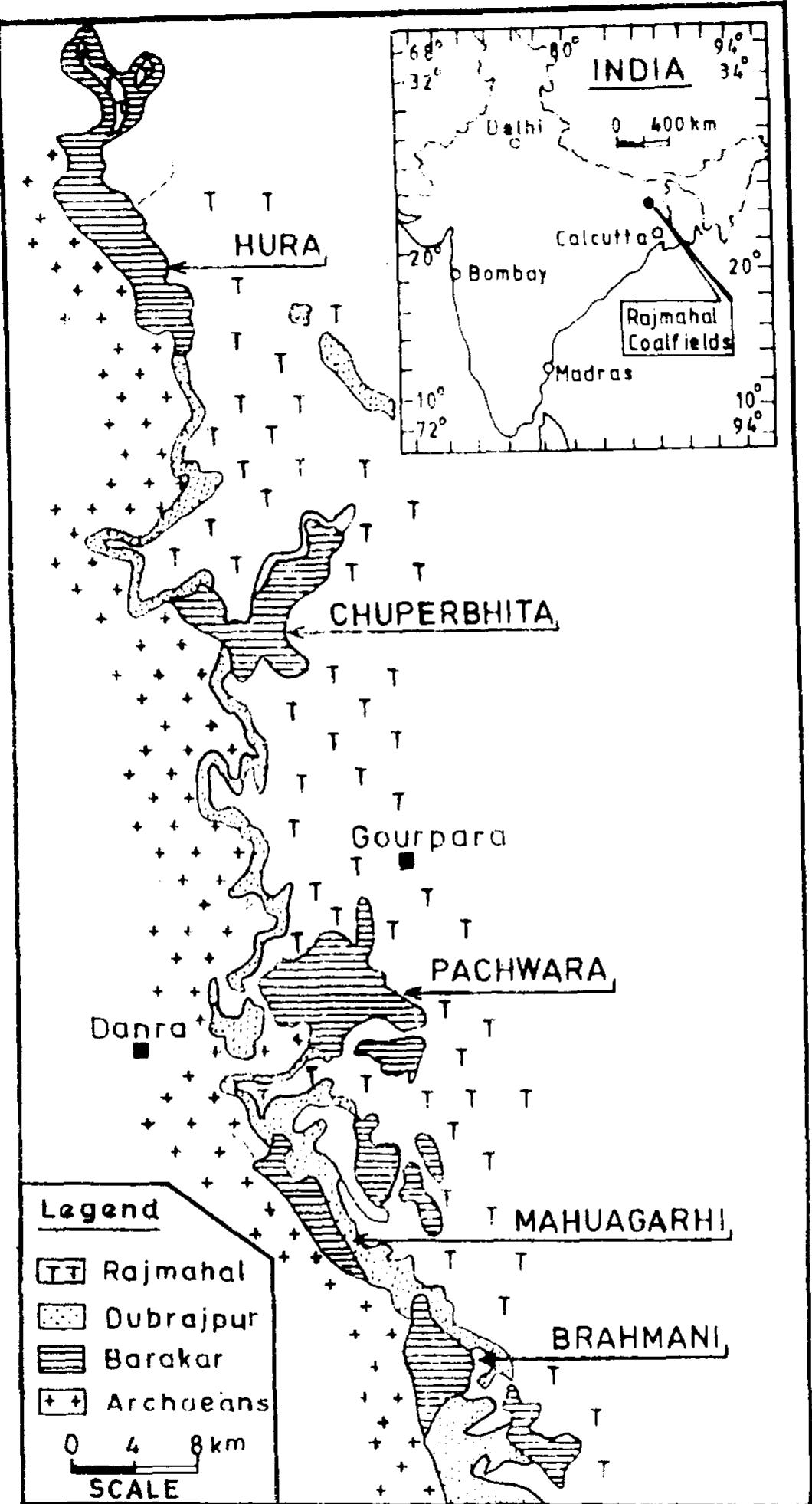 Sketch map of the rajmahal coalfields (modified after
