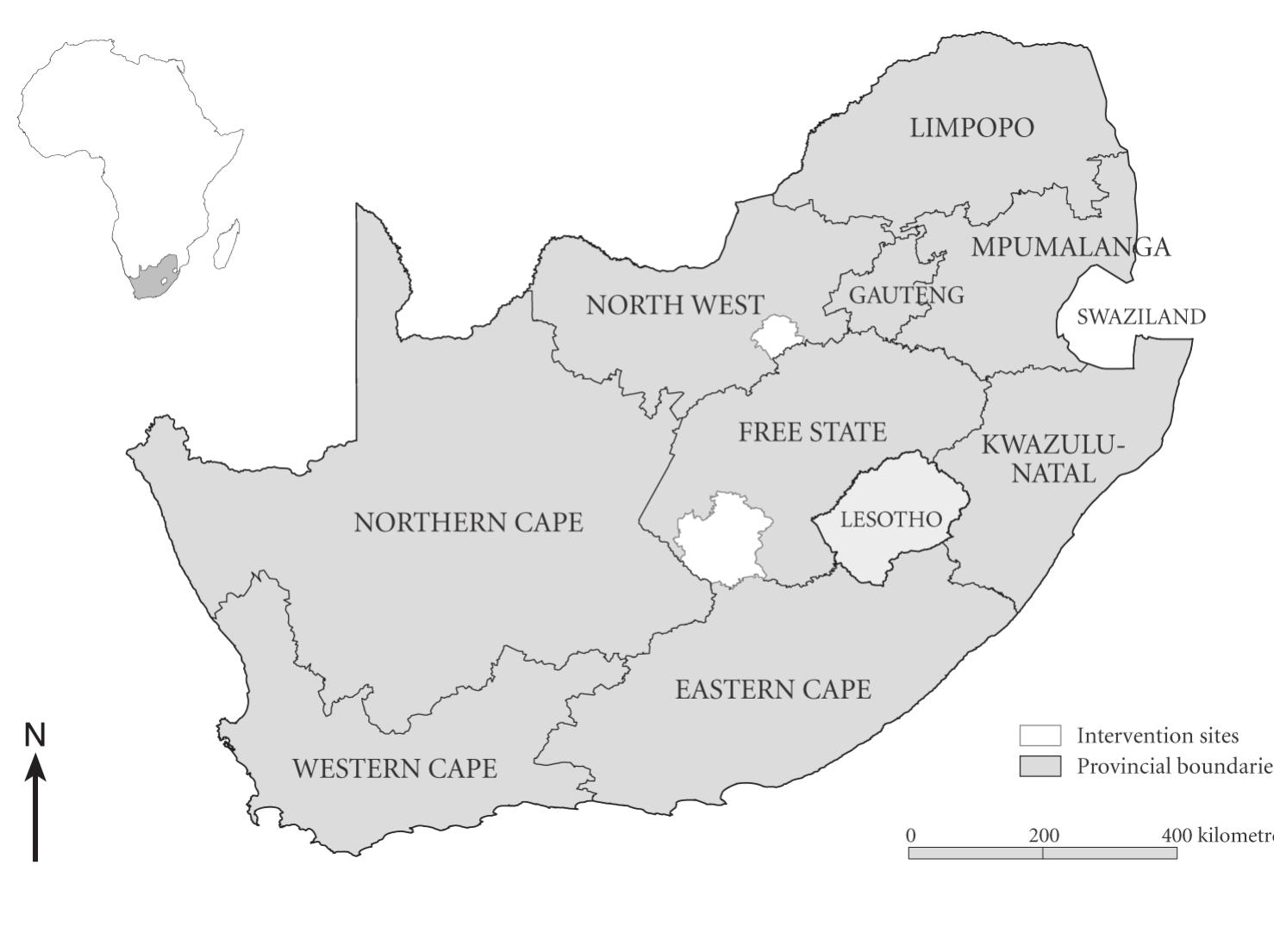 Appendix 1: map showing two of the four intervention sites
