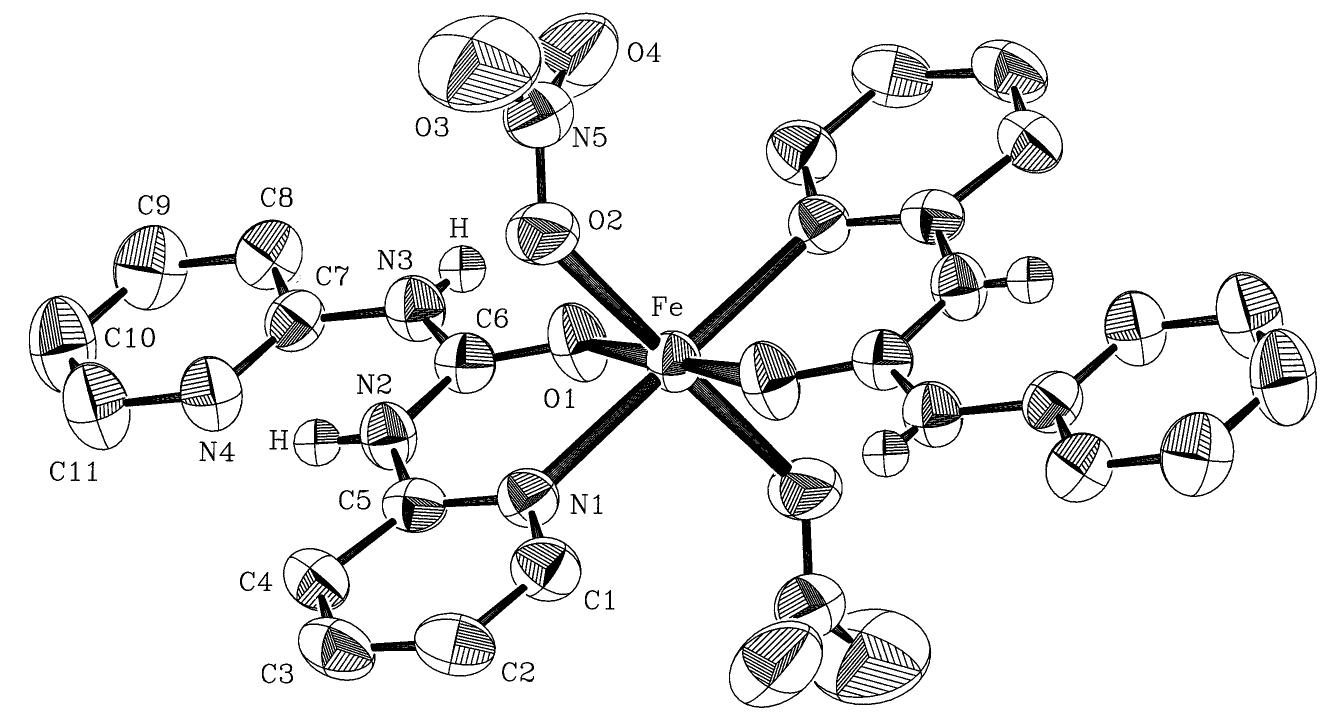 Molecular structure of 2; the hydrogen atoms of the pyridyl