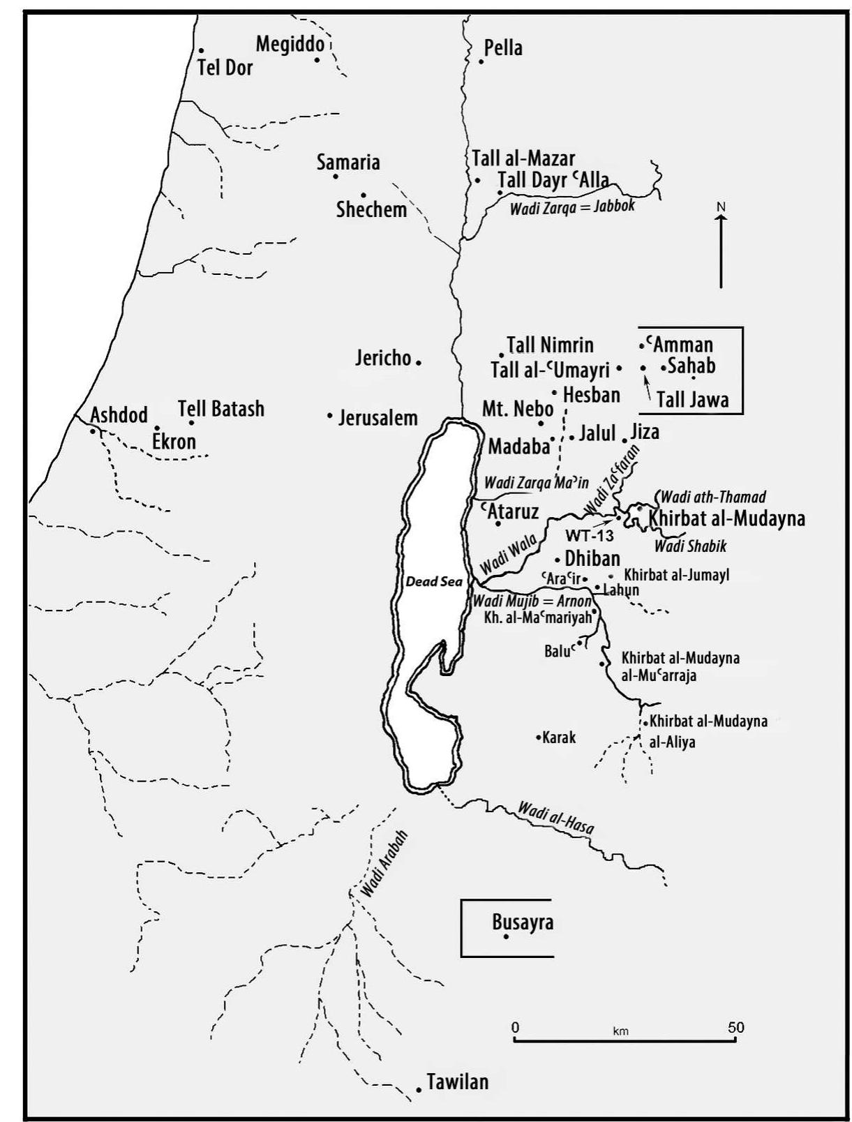 Map of transjordan and palestine showing sites mentioned in