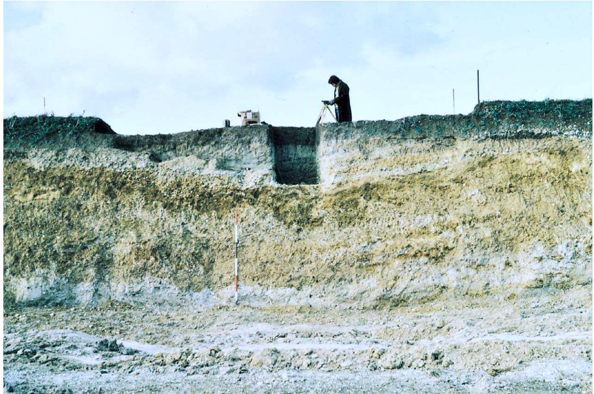 Vertical cross section through upper channel deposits and