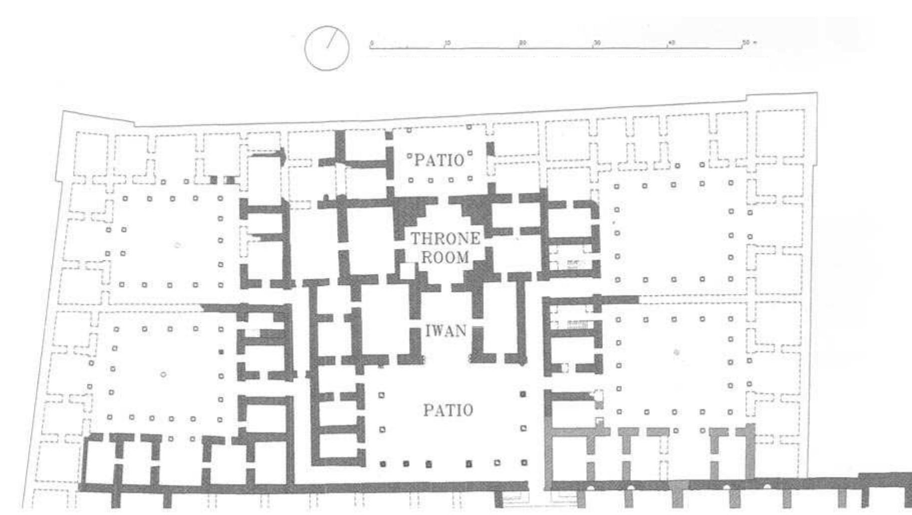 Palace. throne hall area. plan (drawing by i. arce).