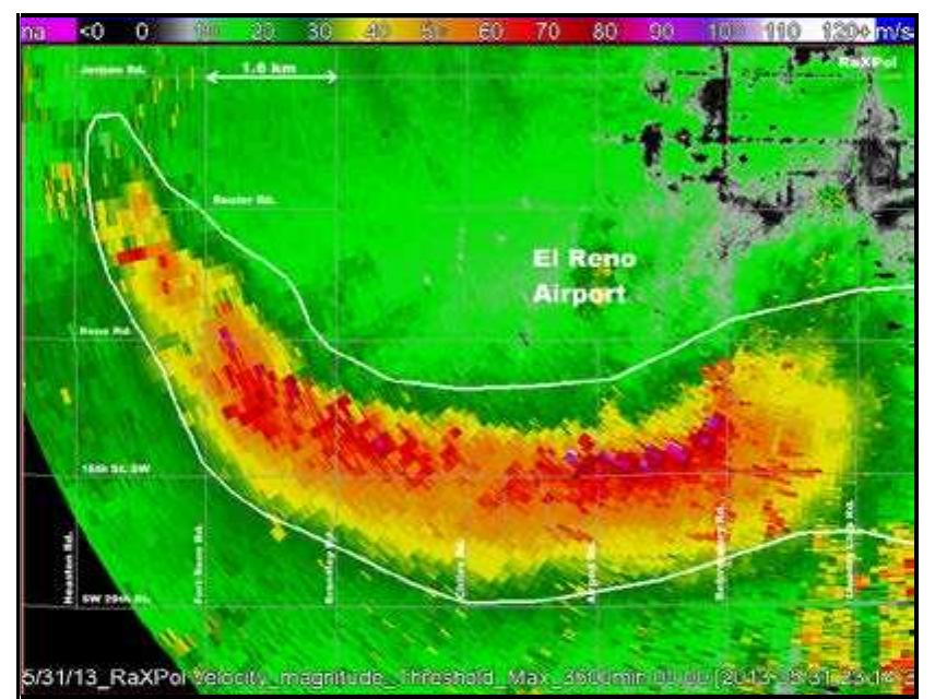 The tornado damage path between the el reno regional airport