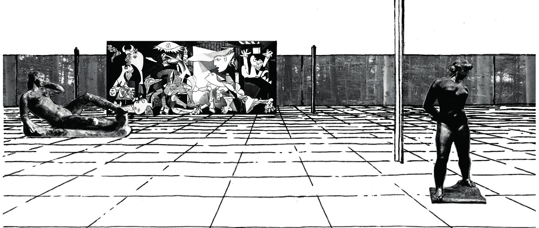 Museum for a small city, 1942. mies van der rohe. interior