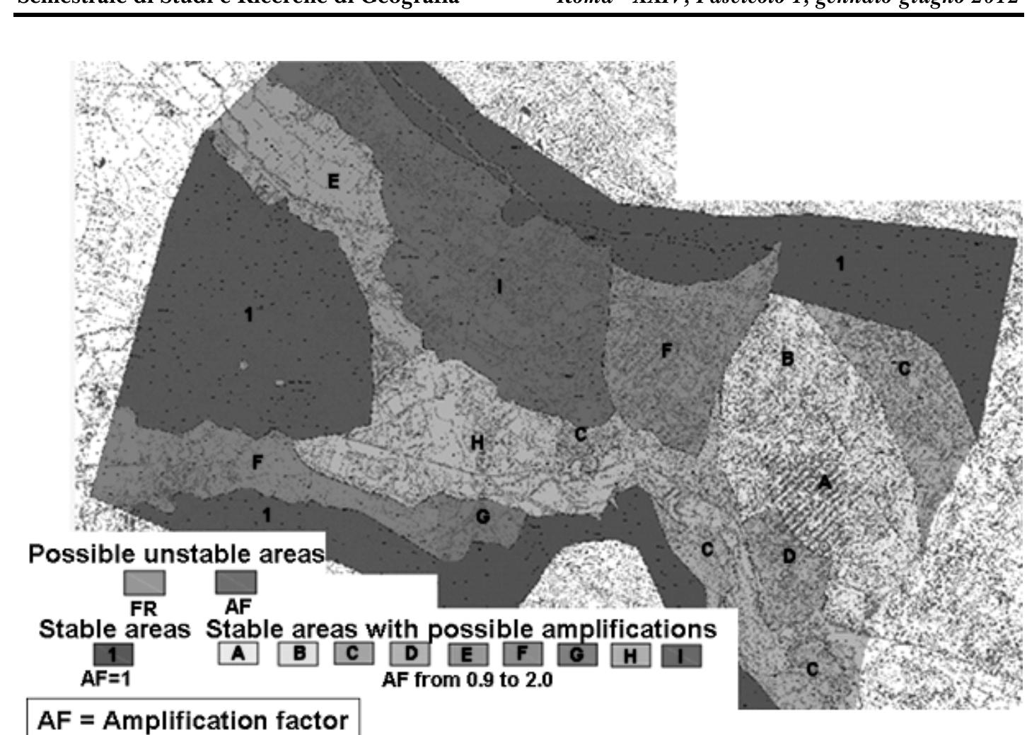 Mosaic of seismic zoning maps for the area of l’aquila city