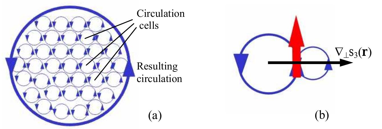 Model pattern of the spin flow within the cross section of a