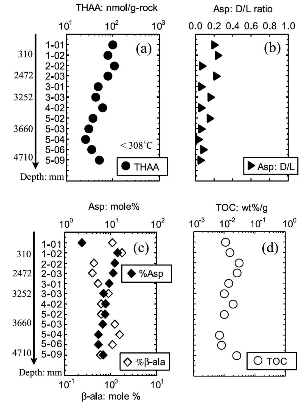 Figure 3 - Amino acids in the 308°C deep-sea hydrothermal