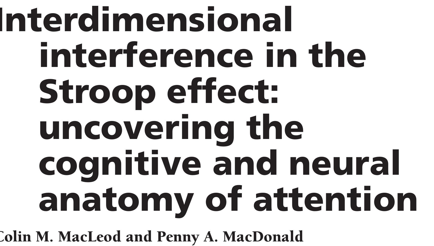 In the classic stroop effect, naming the color of an