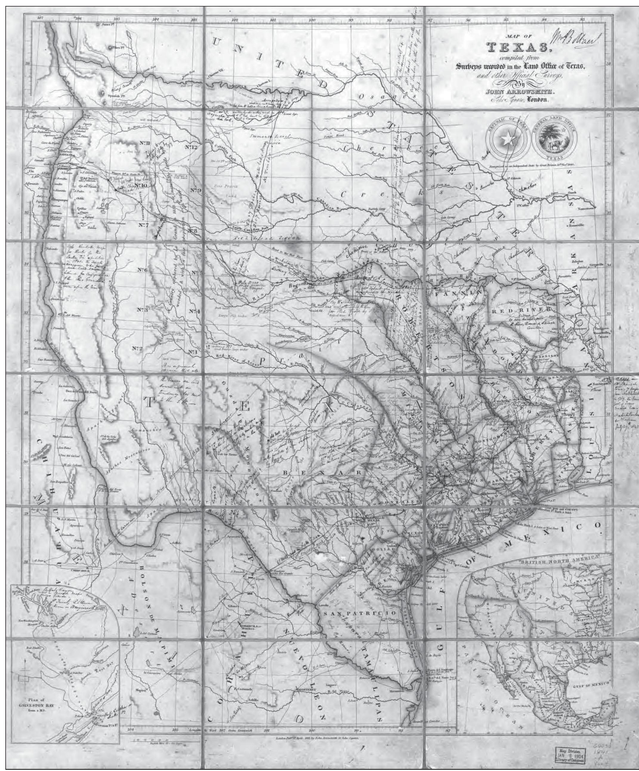 Map of the republic of texas, ca. 1845, the year that texas