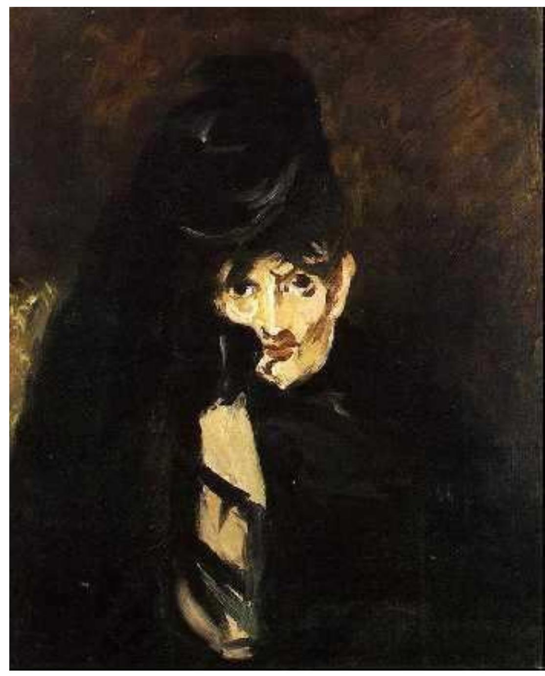 Manet. berthe morisot with a hat, in mourning, 1874. oil on