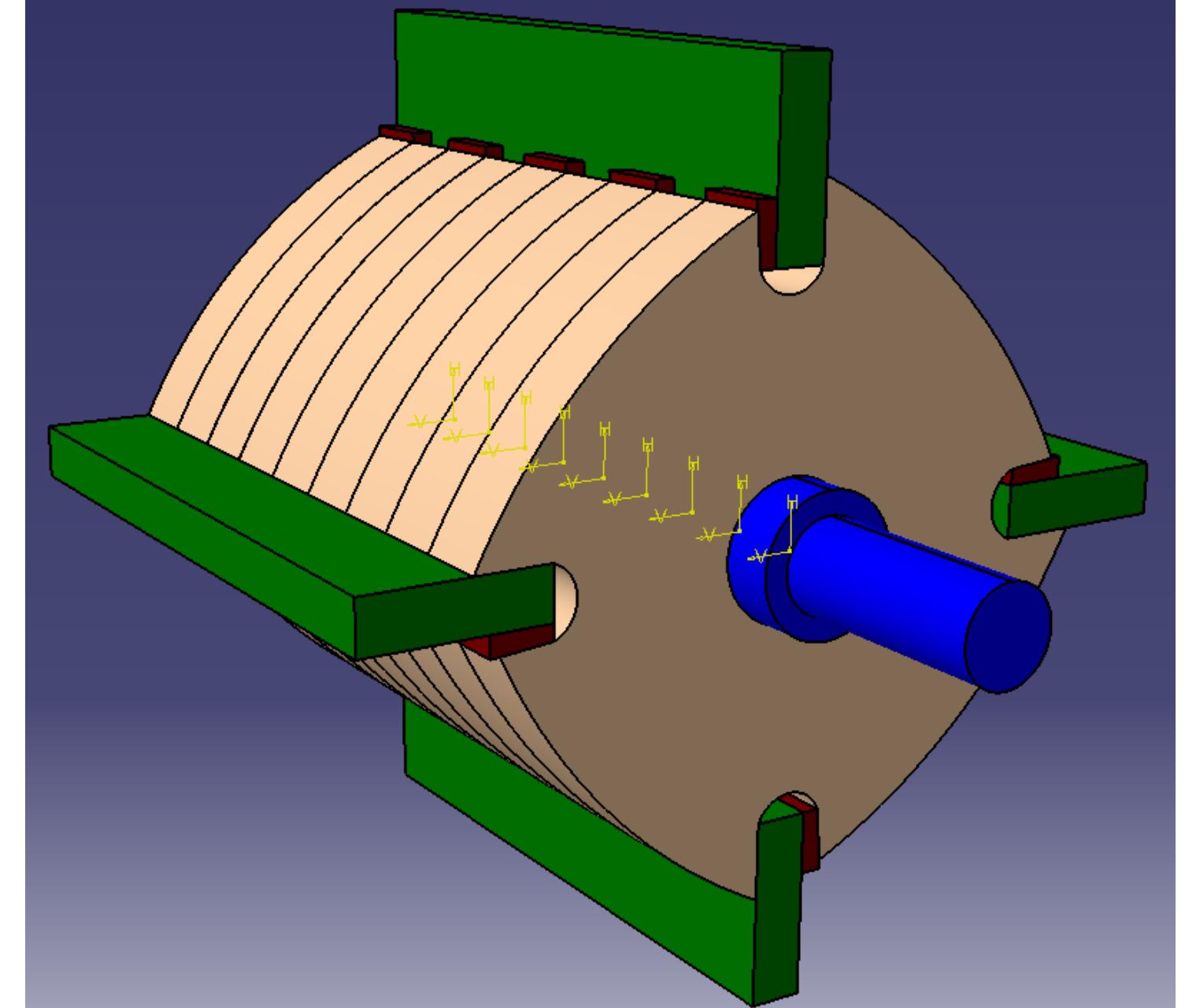 Proposed design of rotor assembly with rotor discs, hammers,
