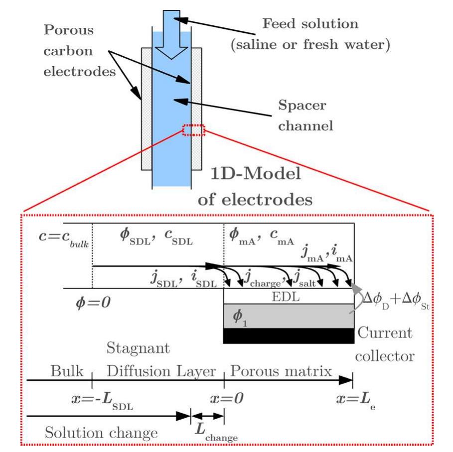 One-dimensional model of electro-diffusion of ions in porous