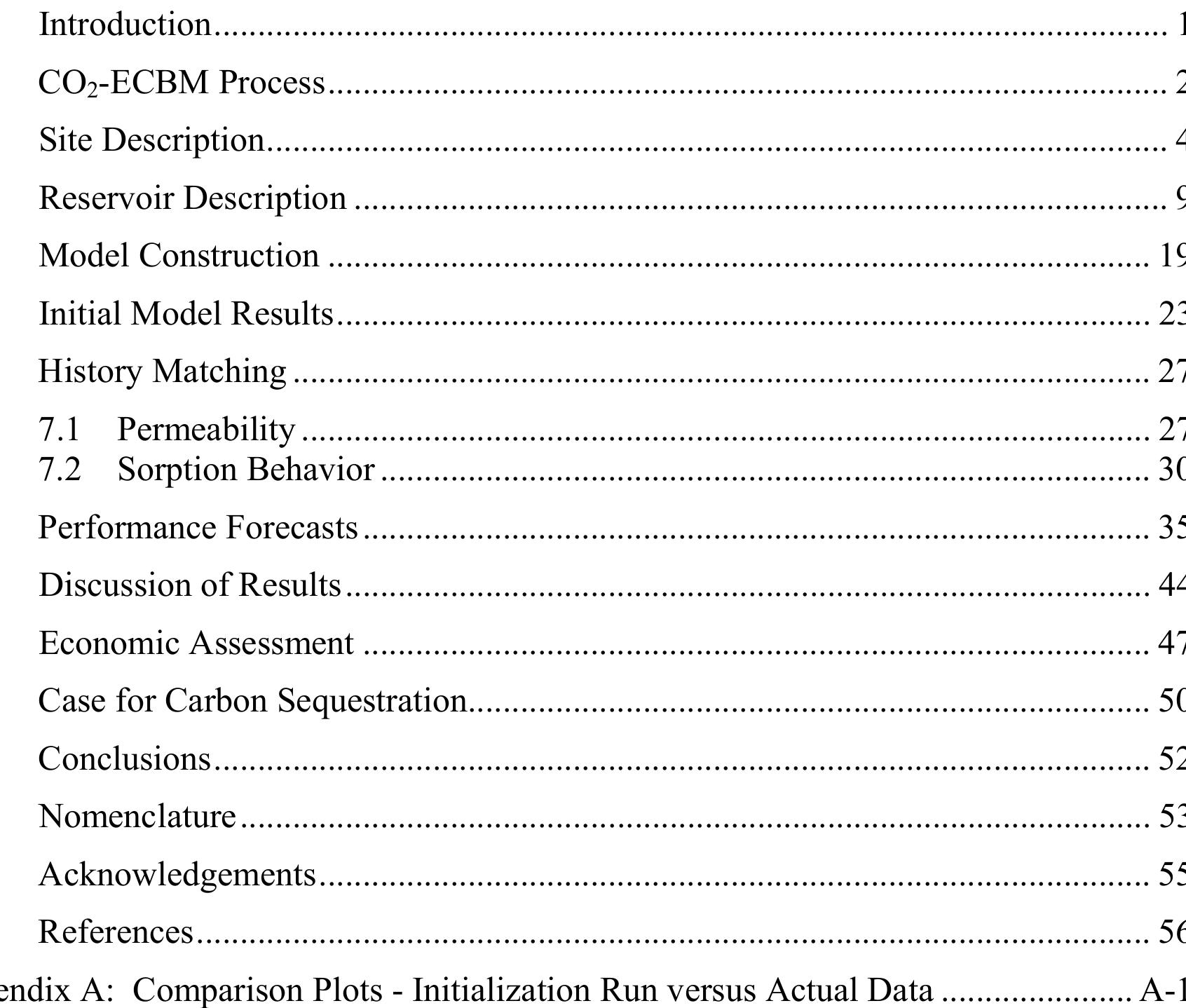 Table 1 - The Allison Unit CO 2 – ECBM Pilot: A Reservoir