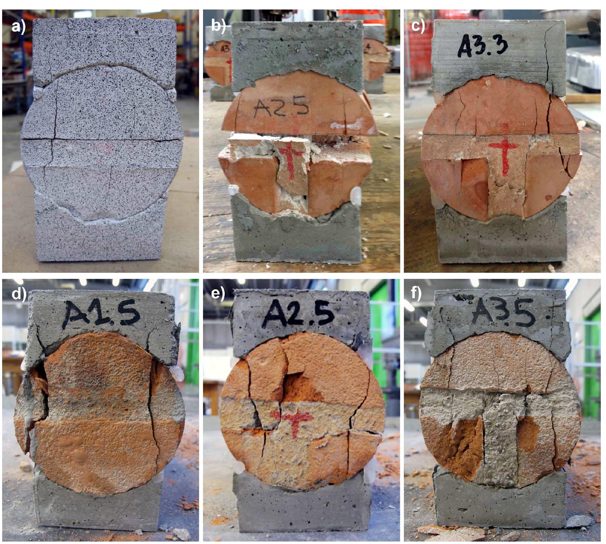 Photographs of cores, completed with cement mortar castings,