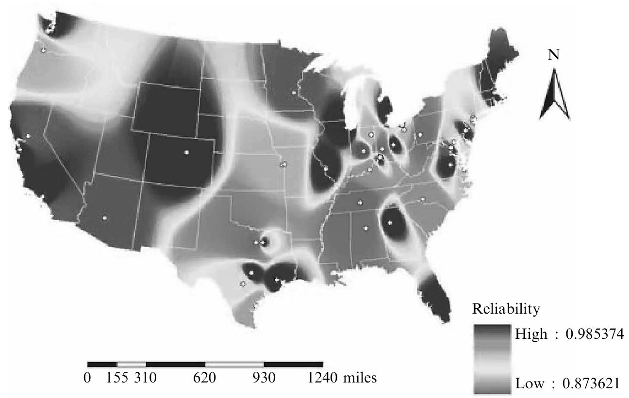Reliability potential map. has shown to be a city whose loss