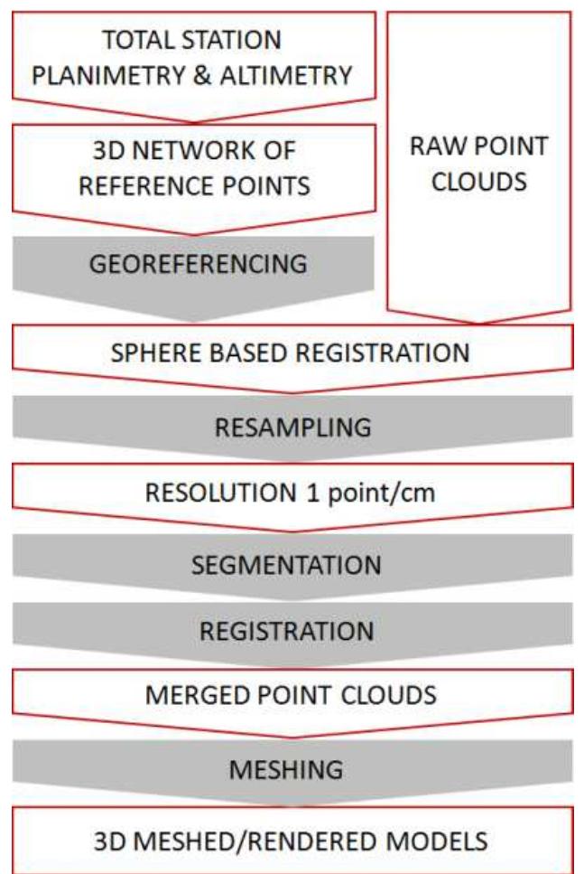 Workflow showing the processing steps from the raw point